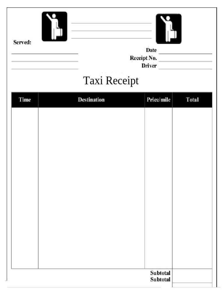 Blank Taxi Receipt Template | PDF
