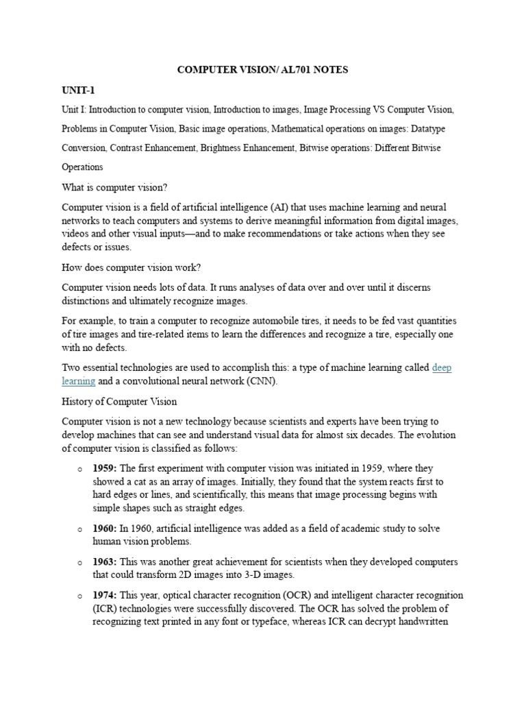 CV_UNIT_1 | PDF | Computer Vision | Image Segmentation