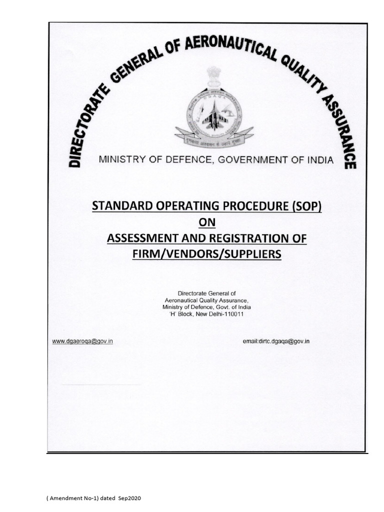 SOP For Assessment and Registration of Firms Vendors Suppliers | PDF ...