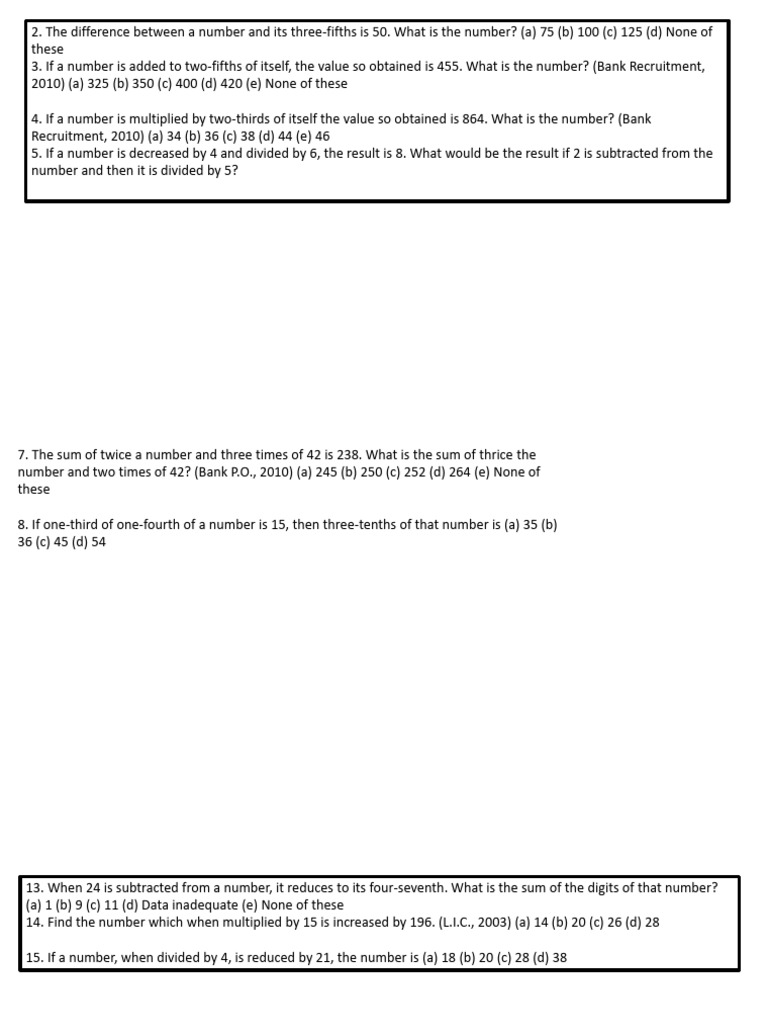 Math Problems on Number Relationships | PDF | Mathematics | Arithmetic