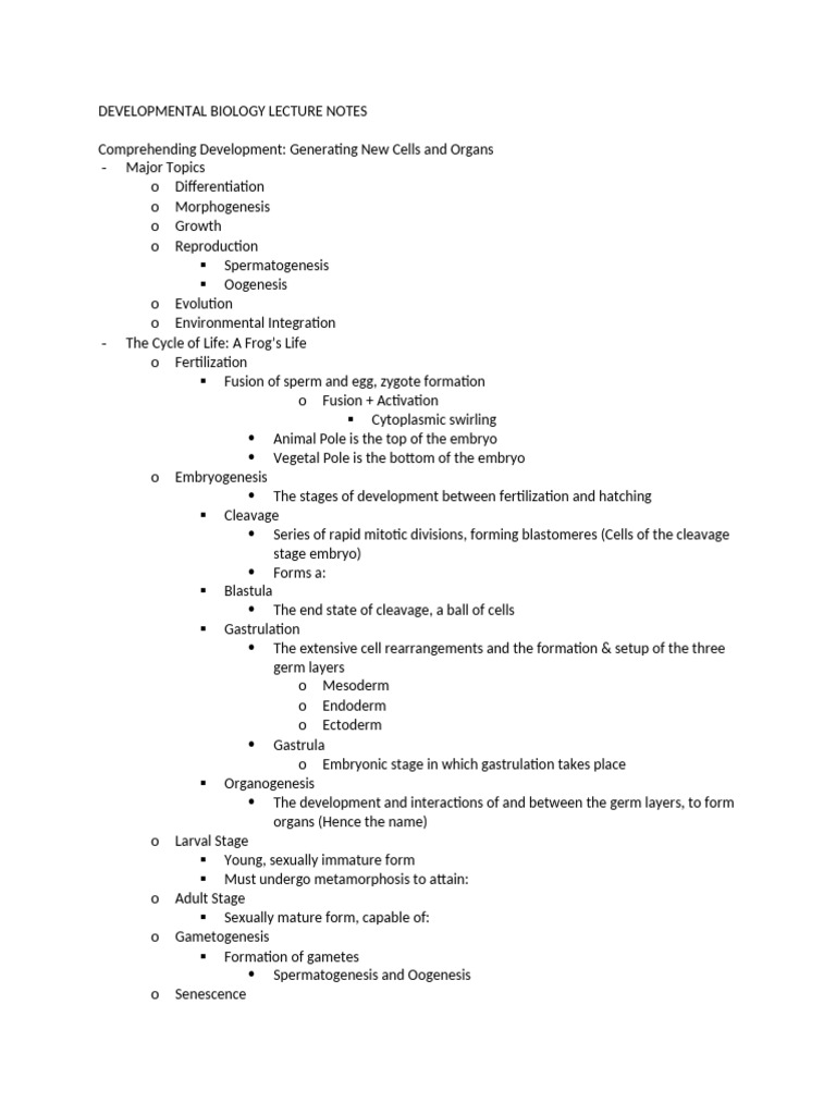 Developmental Biology Lecture Notes | PDF | Messenger Rna | Promoter ...