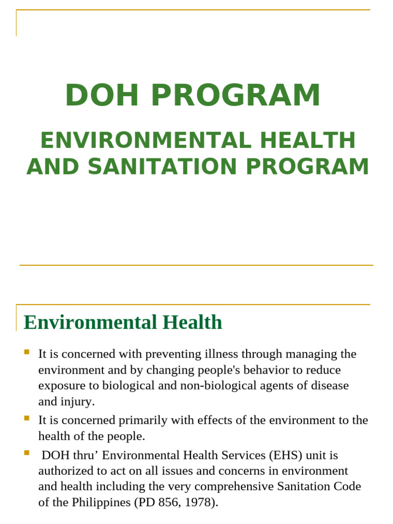 Environmental Health and Sanitation | PDF