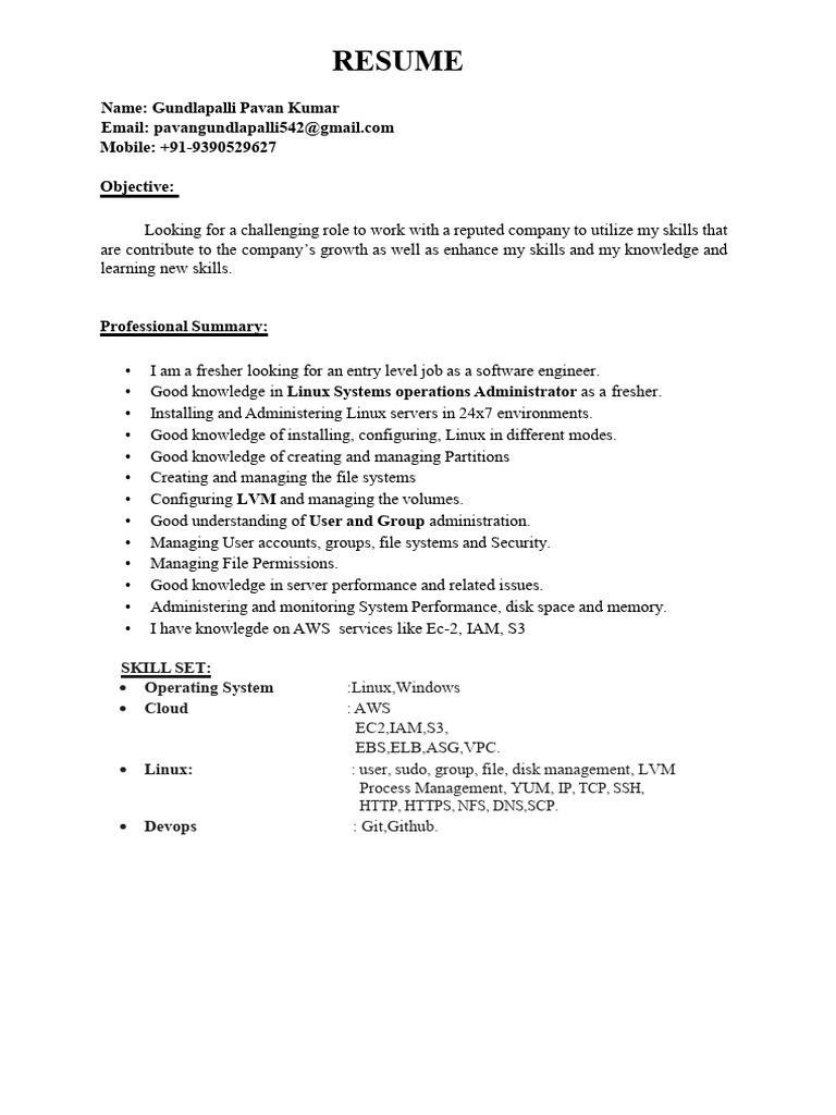 Gundlapalli Pavan Kumar Resume444 | PDF | Computing | Software