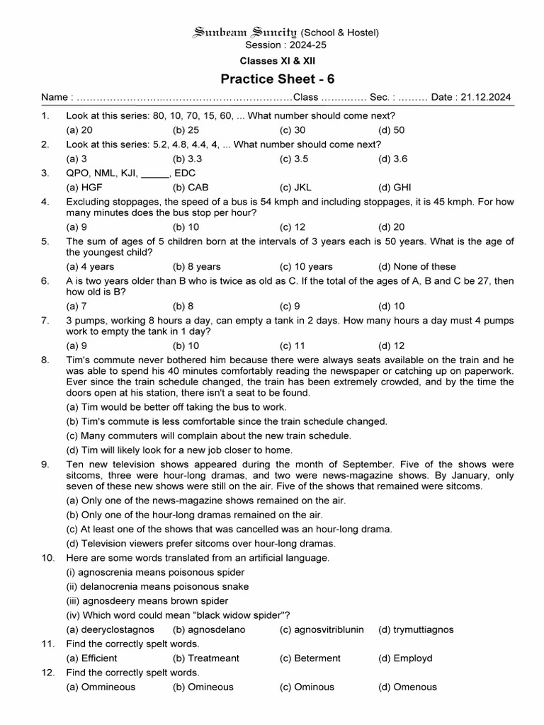 Practice Sheet 6 | PDF
