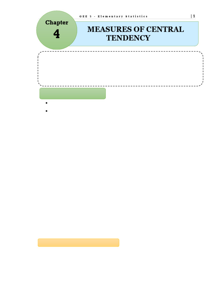 Chapter 4 Measures of Central Tendency | PDF | Mean | Average