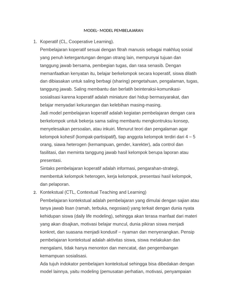 Model dan Metode Pembelajaran Efektif | PDF