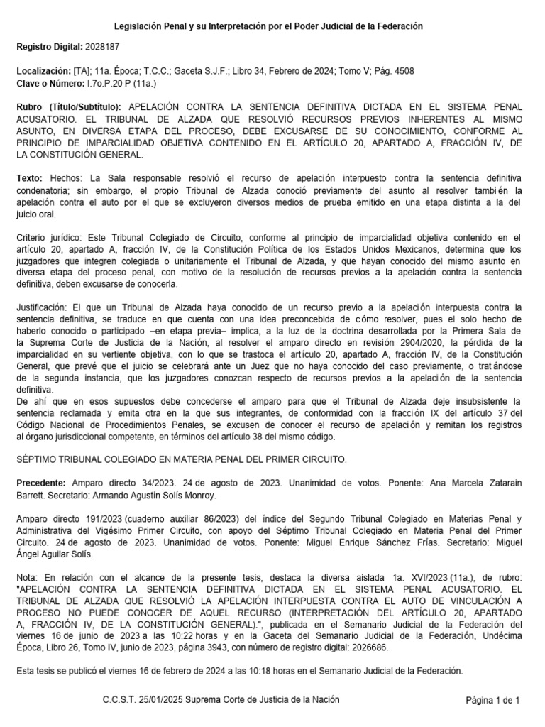 Apelación Contra La Sentencia Definitiva Dictada en El Sistema Penal Acusatorio | PDF ...