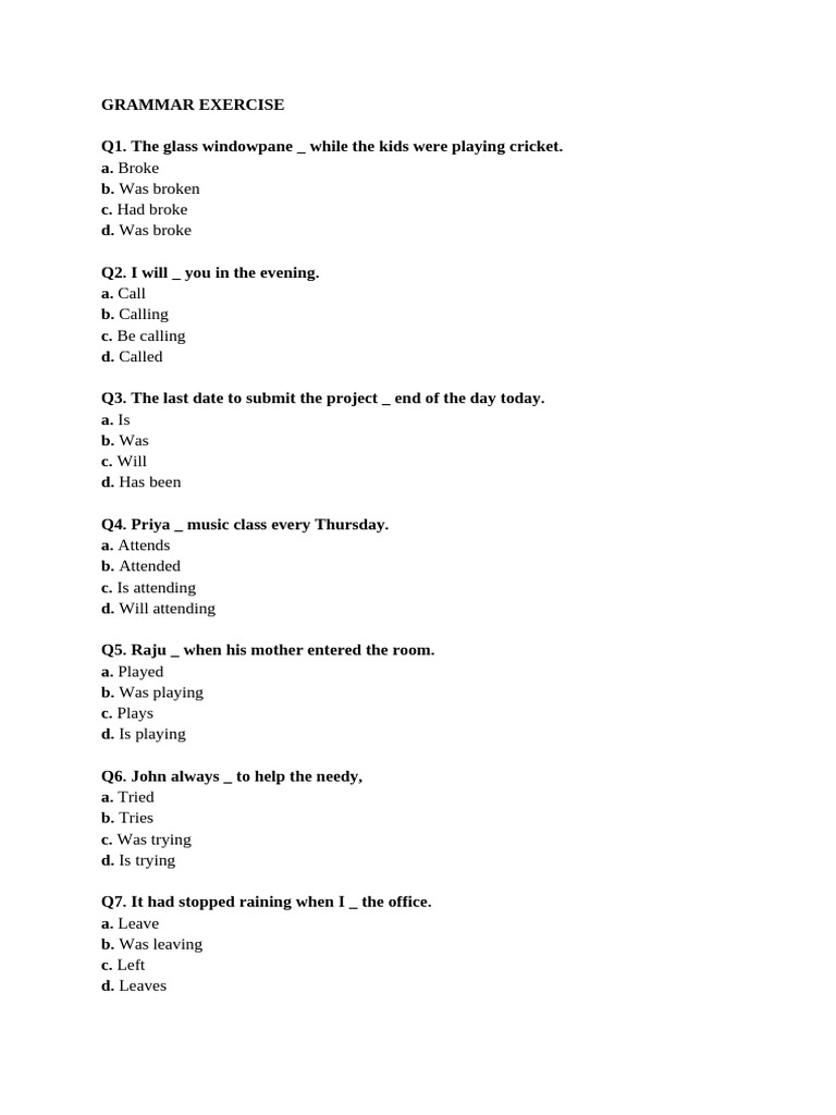 Grammar Exercise | PDF