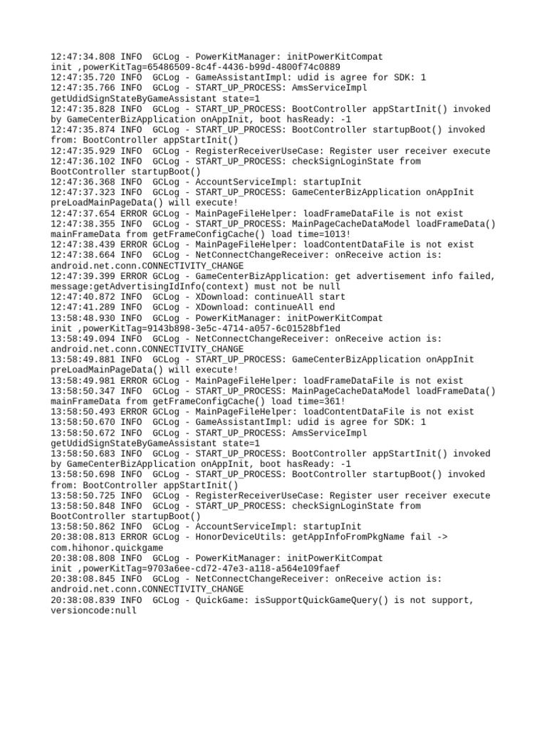 GameCenter Startup and Errors Log | PDF