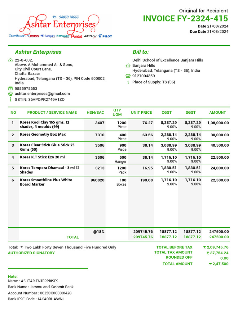 Invoice for Ashtar Enterprises | PDF | Government Finances | Economy Of ...
