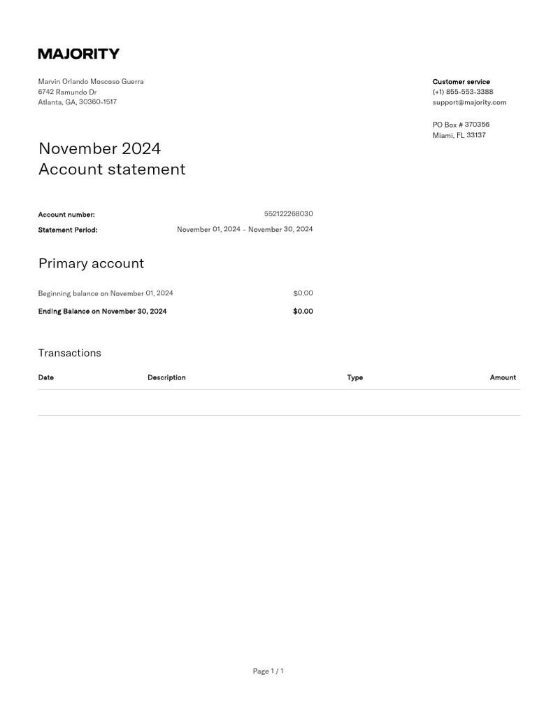 2024 11 Monthly Statement MAJORITY | PDF