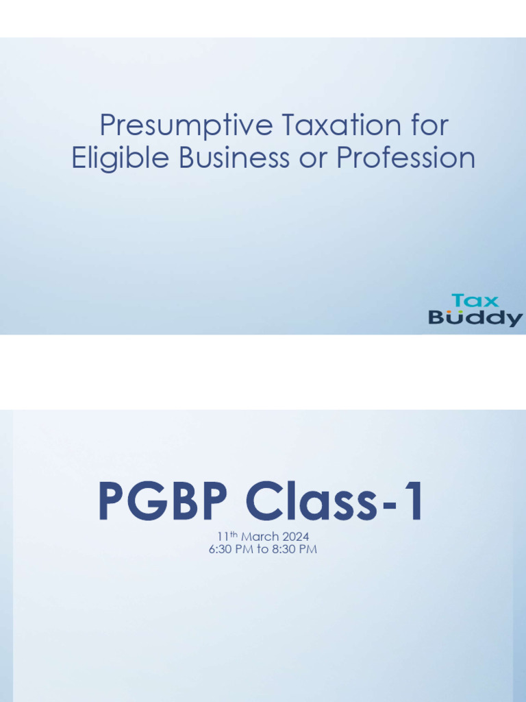 PGBP Class-1 Presumptive Taxation | PDF | Taxes | Value Added Tax