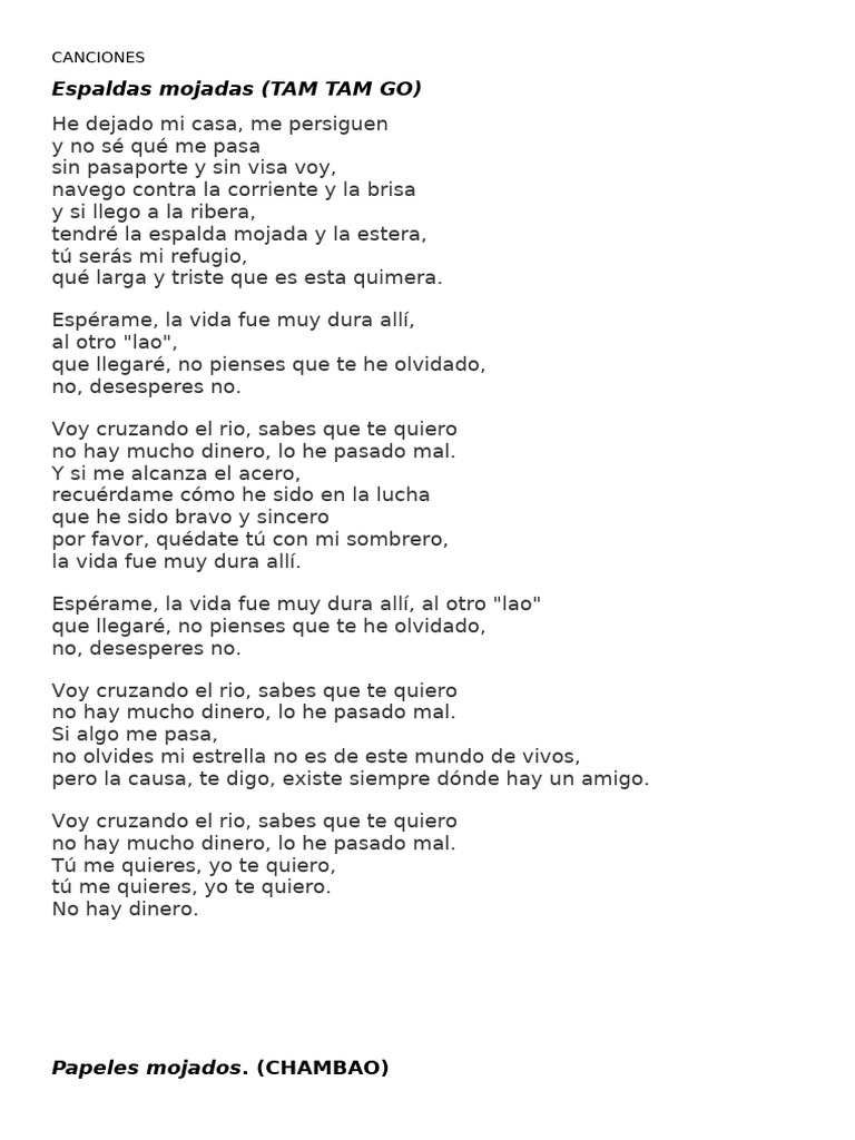 Canciones Convivencia Letras | PDF