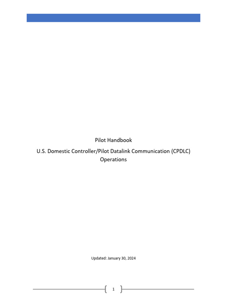 Pilot-Handbook-US-Domestic-En-Route-CPDLC | PDF | Air Traffic Control | Transport Safety