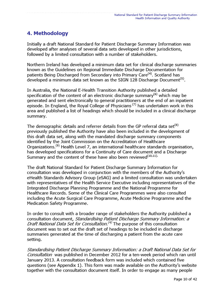 National Standard Patient Discharge Summary - 10 | PDF | Health Care ...
