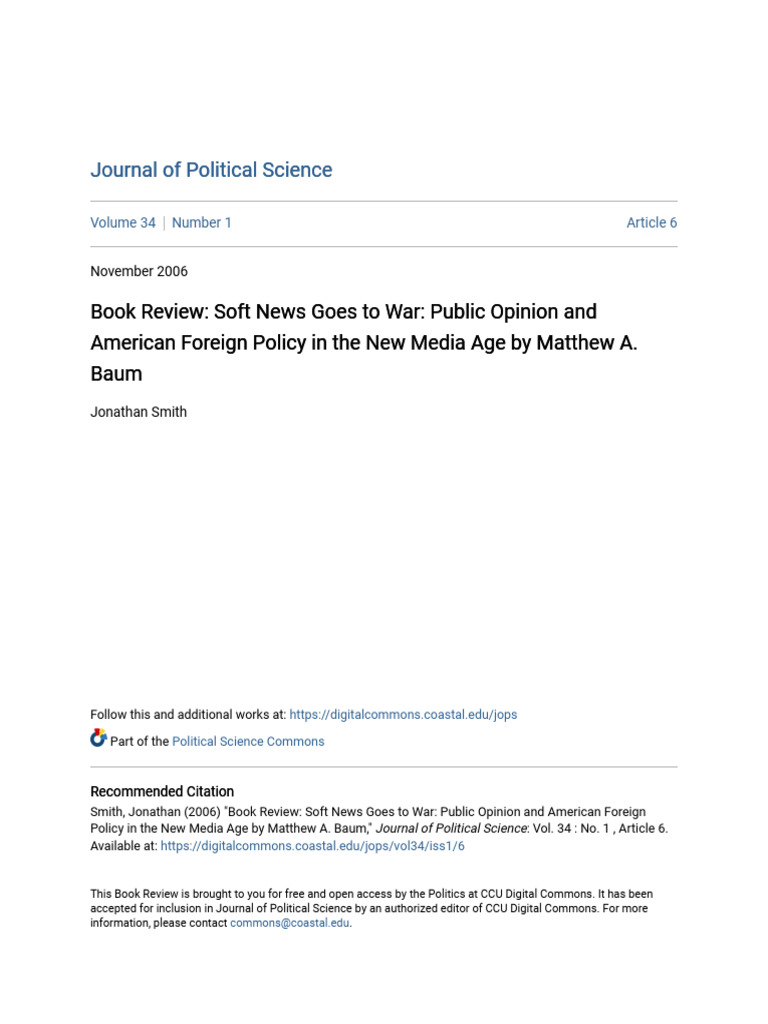 Book Review_ Soft News Goes to War_ Public Opinion and American F (1 ...