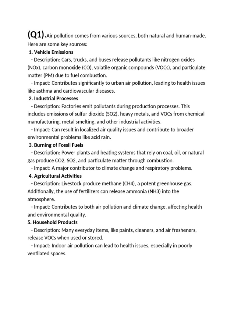 Key Sources and Impacts of Air Pollution | PDF | Air Pollution ...