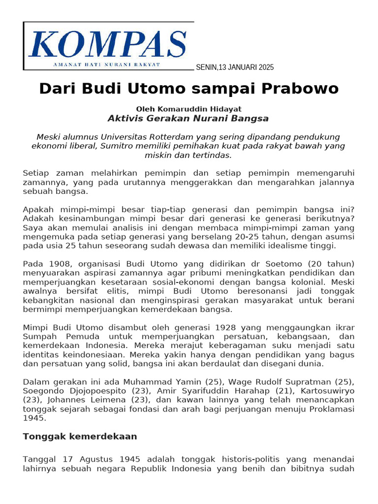 Dari Budi Utomo Sampai Prabowo | PDF