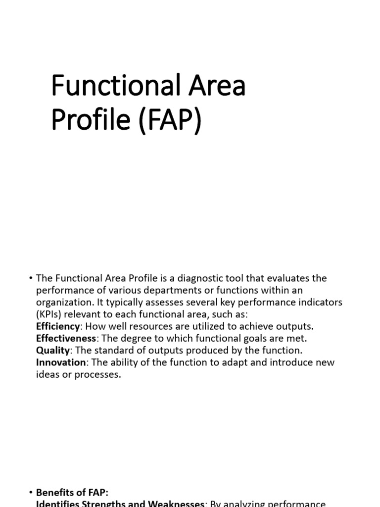 6. Functional Area Profile (FAP),Resource deployment Matrix, SAP, SWOT ...
