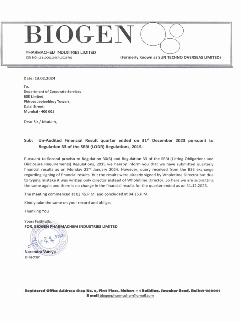 Biogen: Pharmachem Industries Limited | PDF | Audit | Accounting