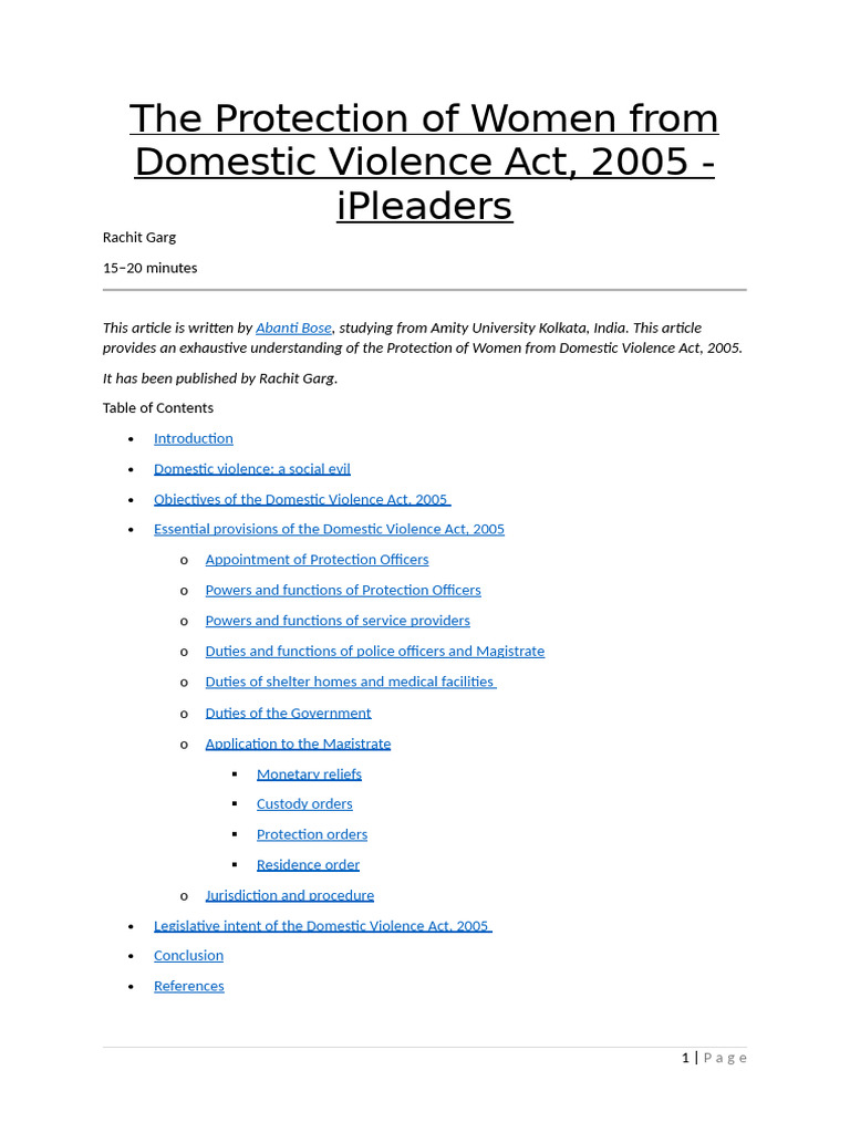 The Protection of Women From Domestic Violence Act | PDF | Domestic Violence | Magistrate