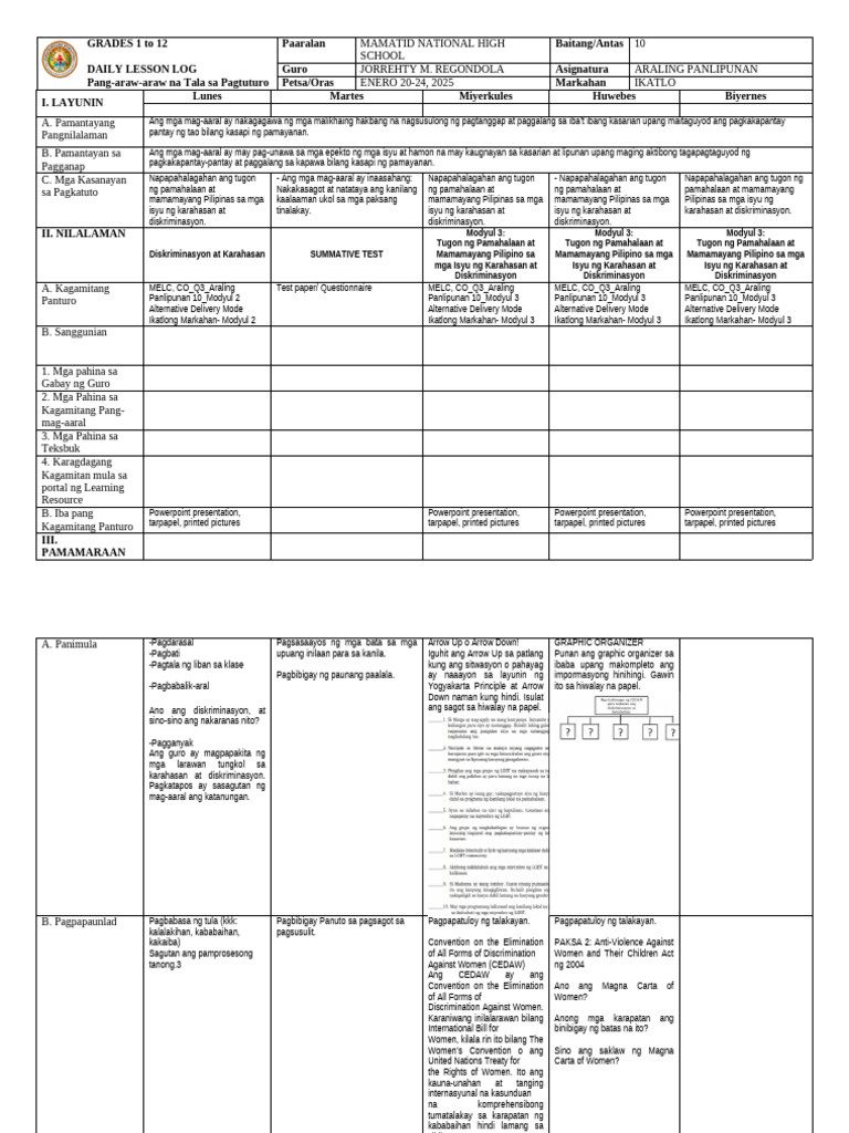 AP WEEK 5-6 DLL Q3 | PDF