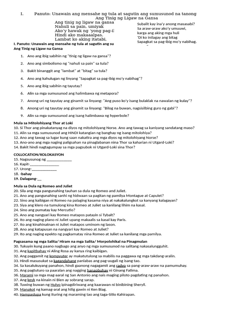 g10 Exam Draft | PDF