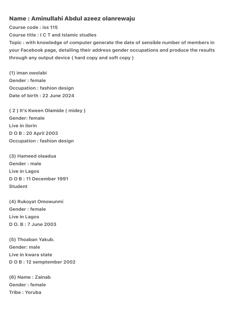 Name: Aminullahi Abdul Azeez Olanrewaju | PDF