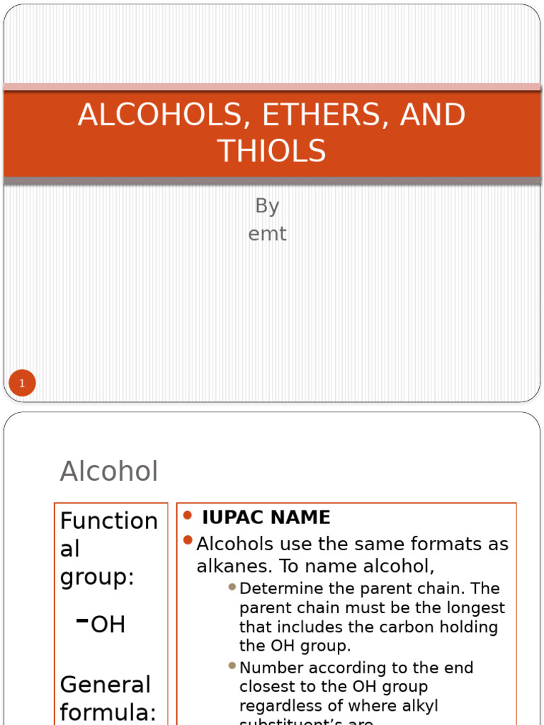 Alcohols Ethers and Thiols | PDF | Thiol | Ether