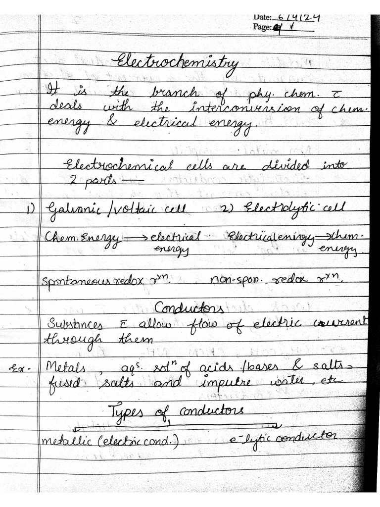 Electrochemistry Notes 24-25 | PDF