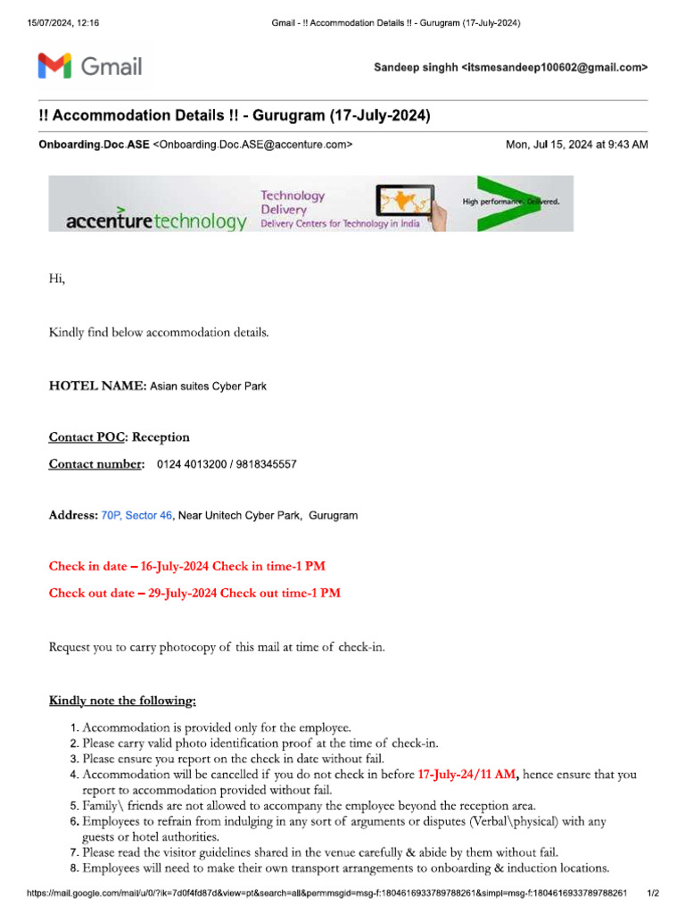 Hotel Accomodation | PDF