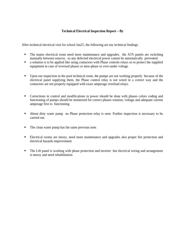 Technical Electrical Inspection Report | PDF
