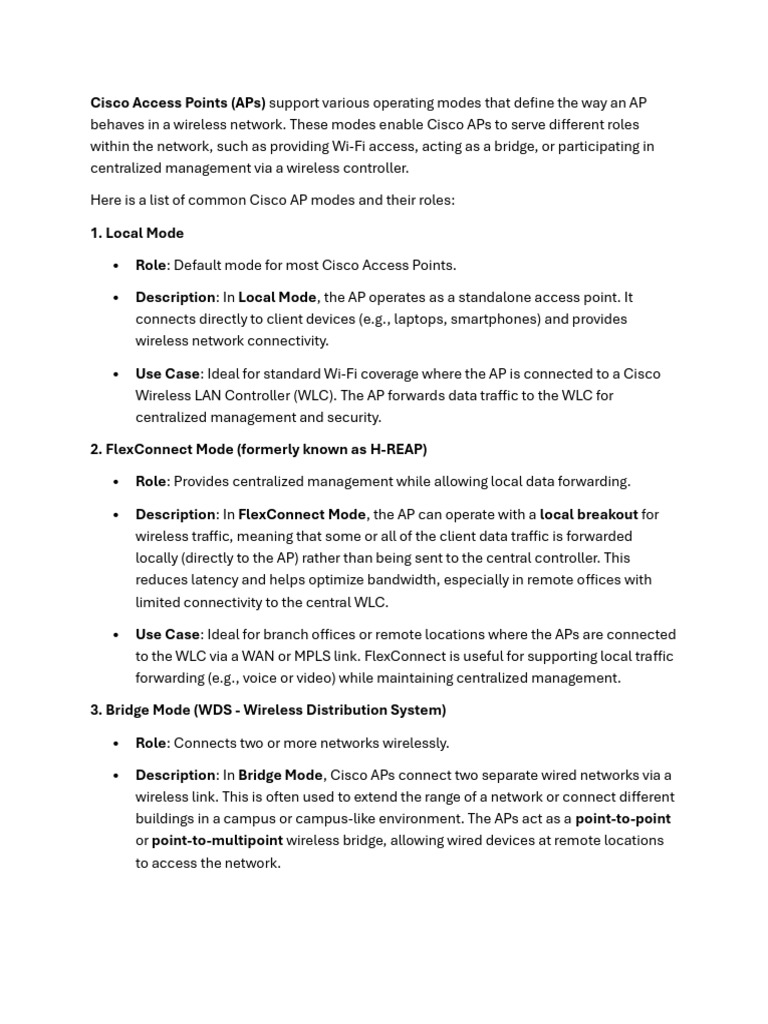 Cisoc AP Mode | PDF | Computer Network | Wireless Access Point