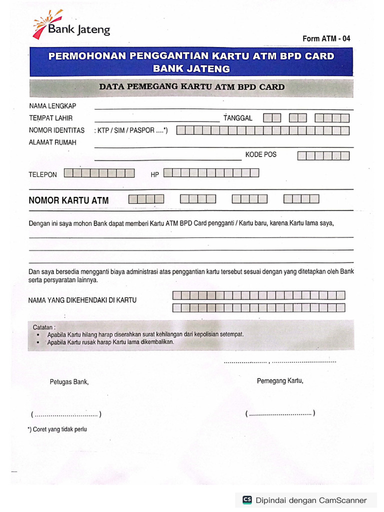 Blangko pemutakhiran ATM | PDF