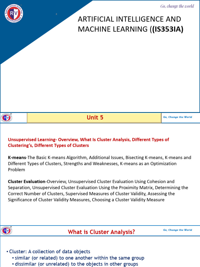 UNIT V AIML | PDF | Cluster Analysis | Level Of Measurement