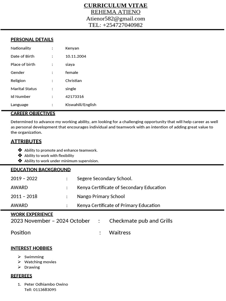 Rehema CV | PDF