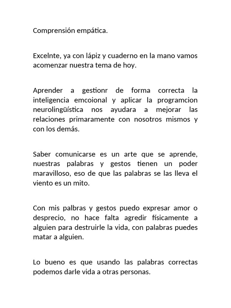 Gestión de la Comprensión Empática | PDF | Amor | Autoestima