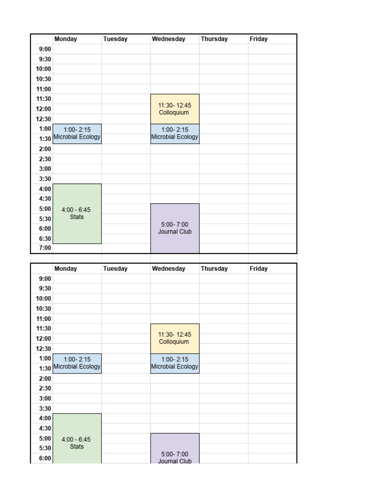 Class Schedules PDF | PDF