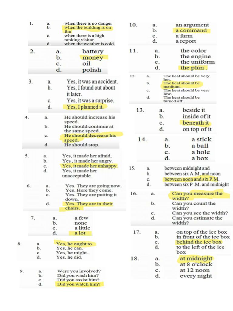 ALCPT Form 95 Key | PDF