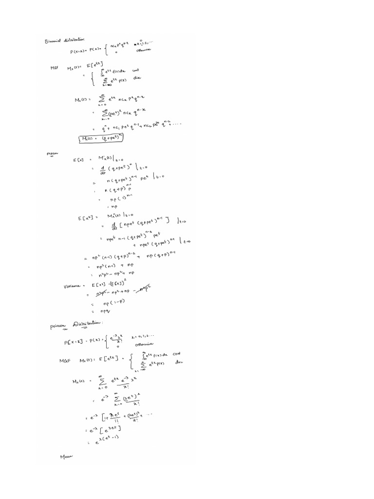 Binomial distribution hand writtern note | PDF