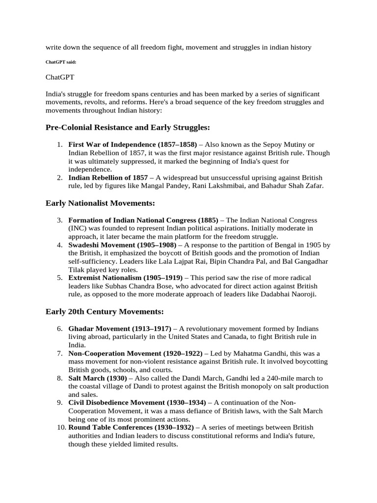 movements | PDF | Indian Independence Movement | British Raj