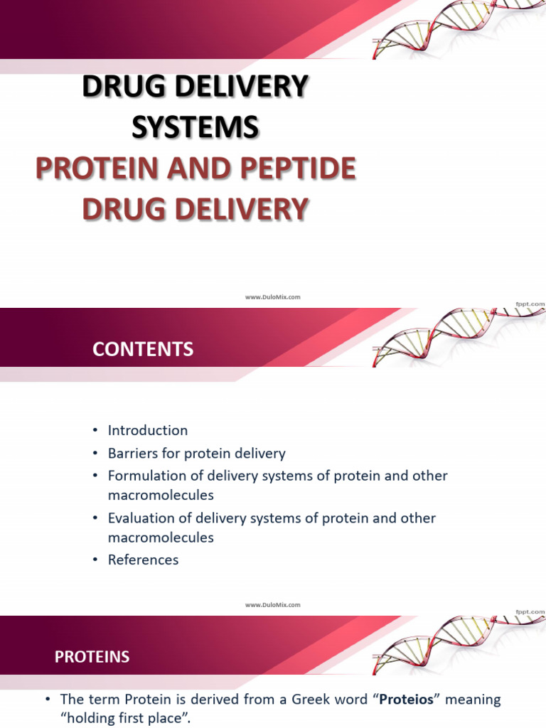 Protein and Peptide Drug Delivery Systems | PDF | Protein Structure ...