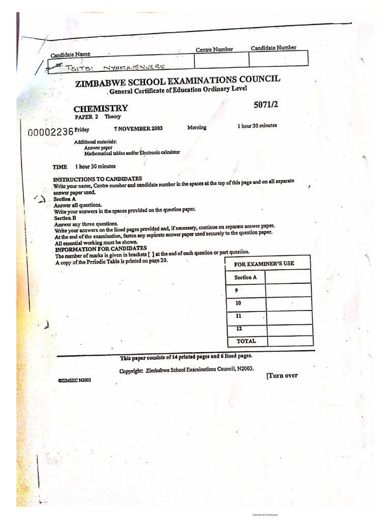 2003 Chemistry p2 o Level | PDF