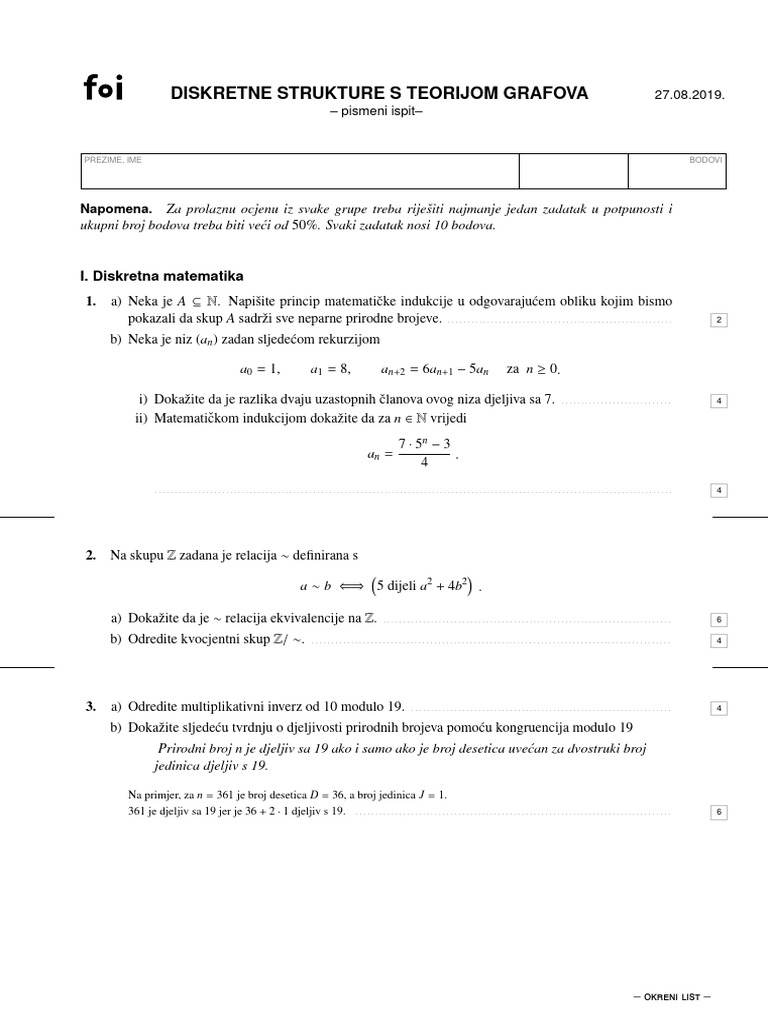 Diskretne Strukture S Teorijom Grafova: I. Diskretna Matematika | PDF