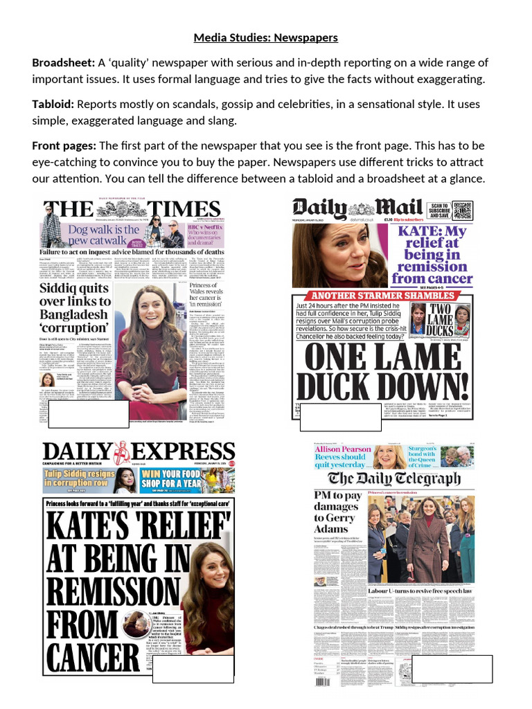Media Studies Newspapers | PDF | Newspapers | News