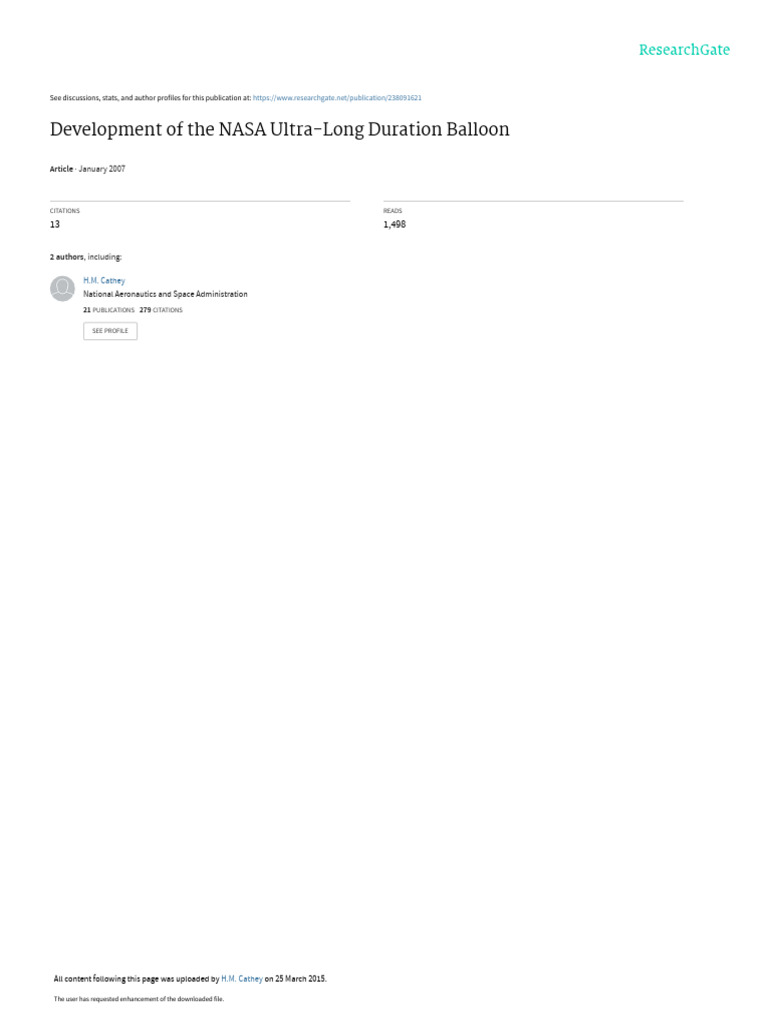 Development of The NASA Ultra-Long Duration Balloo | PDF | Balloon ...