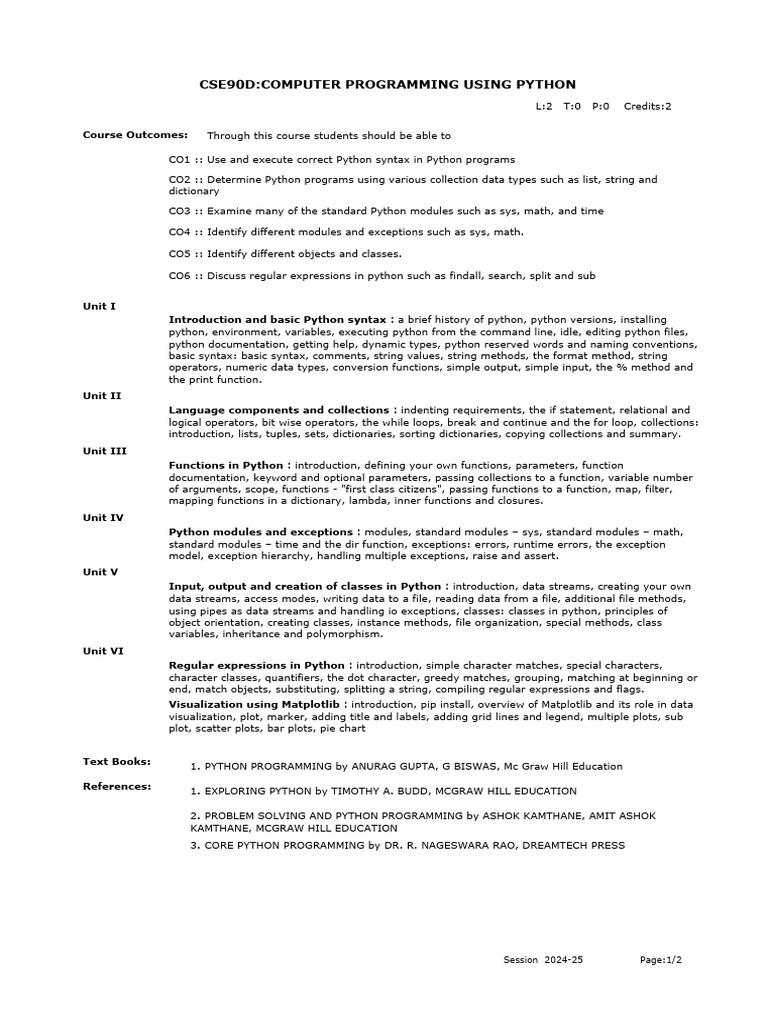 frmCourseSyllabusIPDownload (5) | PDF | Parameter (Computer Programming) | Python (Programming ...