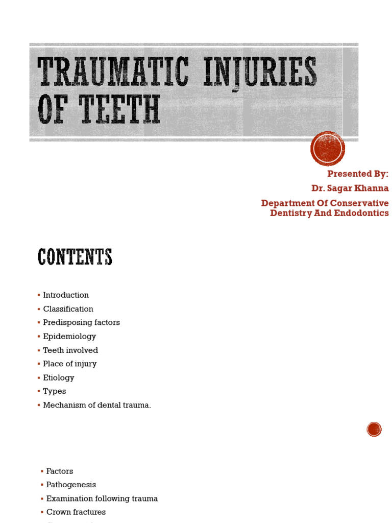 Traumatic Injuries of Teeth | PDF | Human Tooth | Tooth Enamel