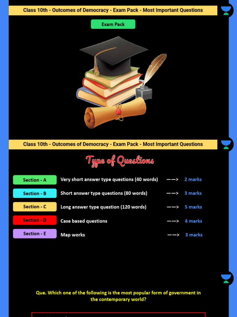 Class 10 Democracy Exam Prep | PDF | Democracy | Political Ideologies