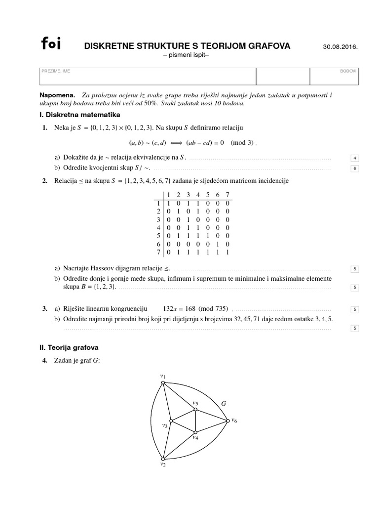 Diskretne Strukture S Teorijom Grafova: I. Diskretna Matematika | PDF